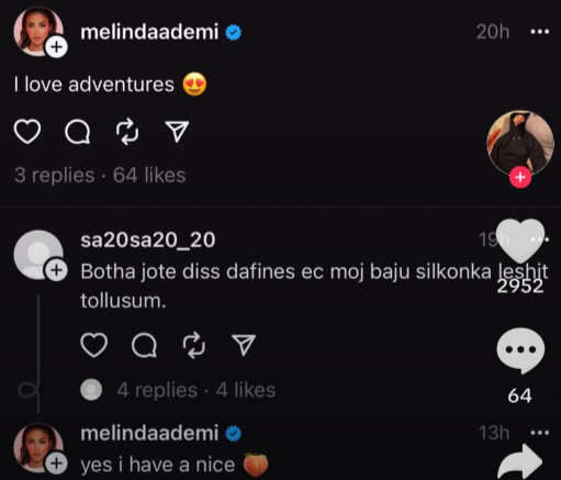 “U bëre ti, t’i bësh diss Dafinës…”/ Melinda Ademi i jep përgjigjen ...